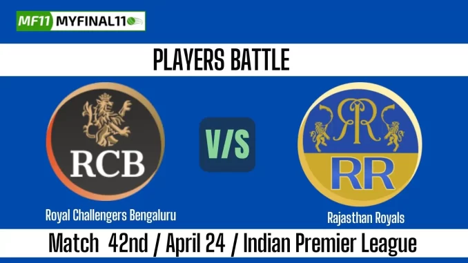 RCB vs RR Players' battles match 42 TATA IPL 2025